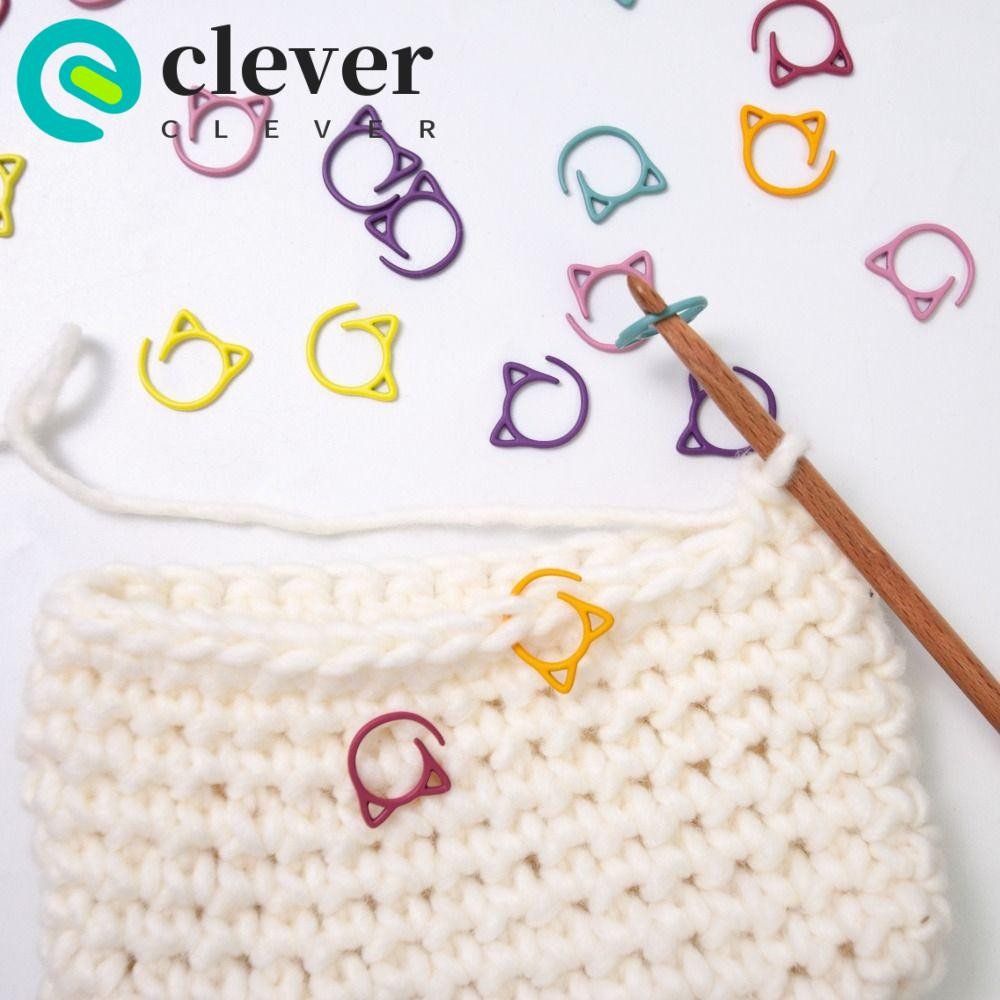 CLEVER 24PCS Metal Knitting Stitch Markers, Locking Ring Colorful ...