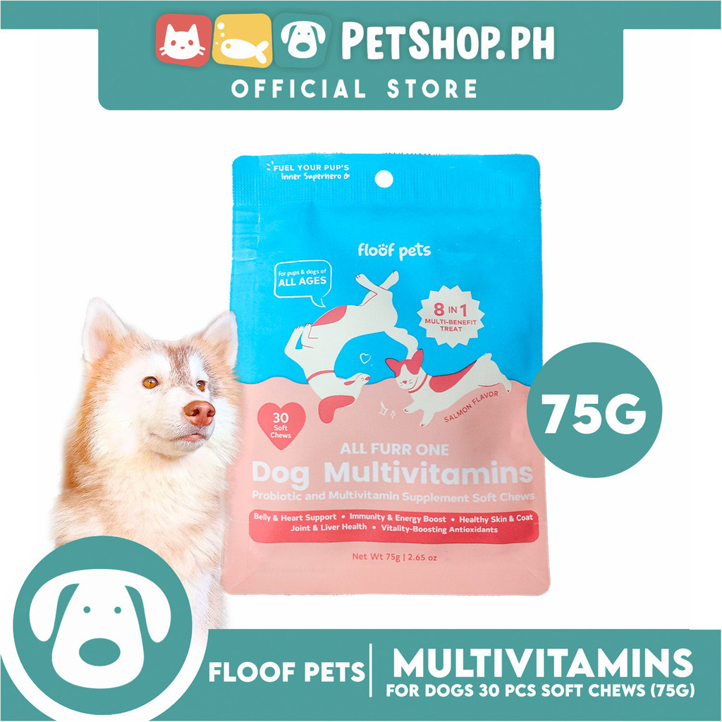 Floof Pets Dog Multivitamins All Furr One 8-in-1 Multi-Benefit Treat ...