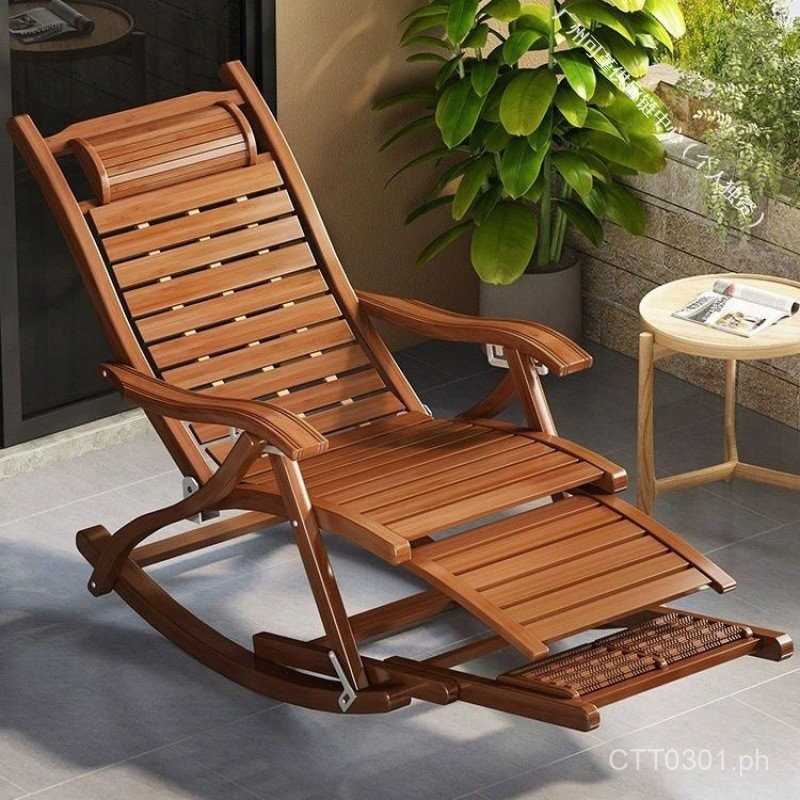 Lazy Folding Bamboo Lounge Chair Adult Factory Rocking Chair Leisure ...