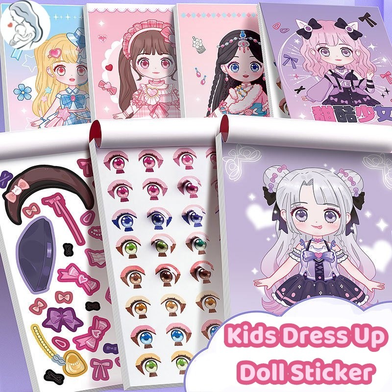 Kids Dress Up Paper Doll Sticker Book Girls Princess Doll Sticker ...