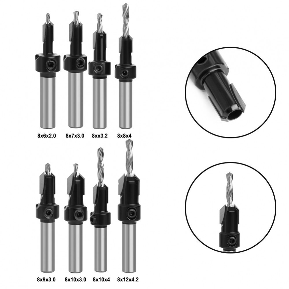 Reliable 8mm Shank HSS Woodworking Countersink Router Bit with Burr ...