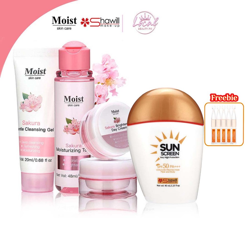 Moist Skincare Facial Set Toner Day Night Cream with Shawill Sunscreen ...