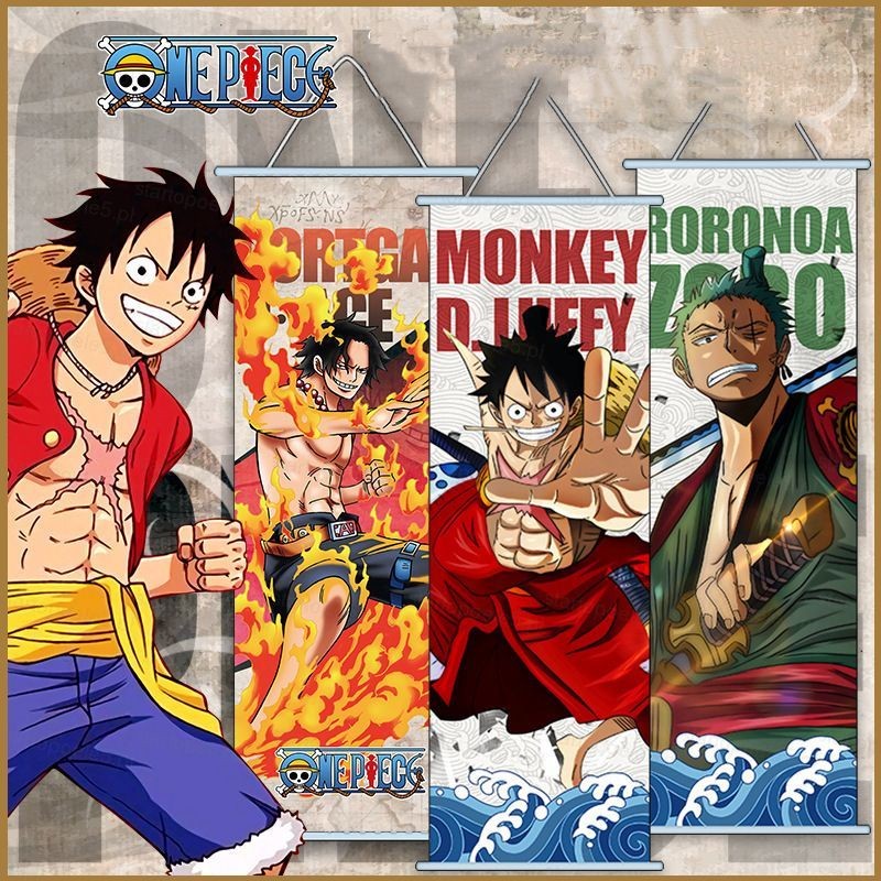 Sta5 One Piece Anime Scroll Painting Hanging Poster Cloth Fabric Wall ...