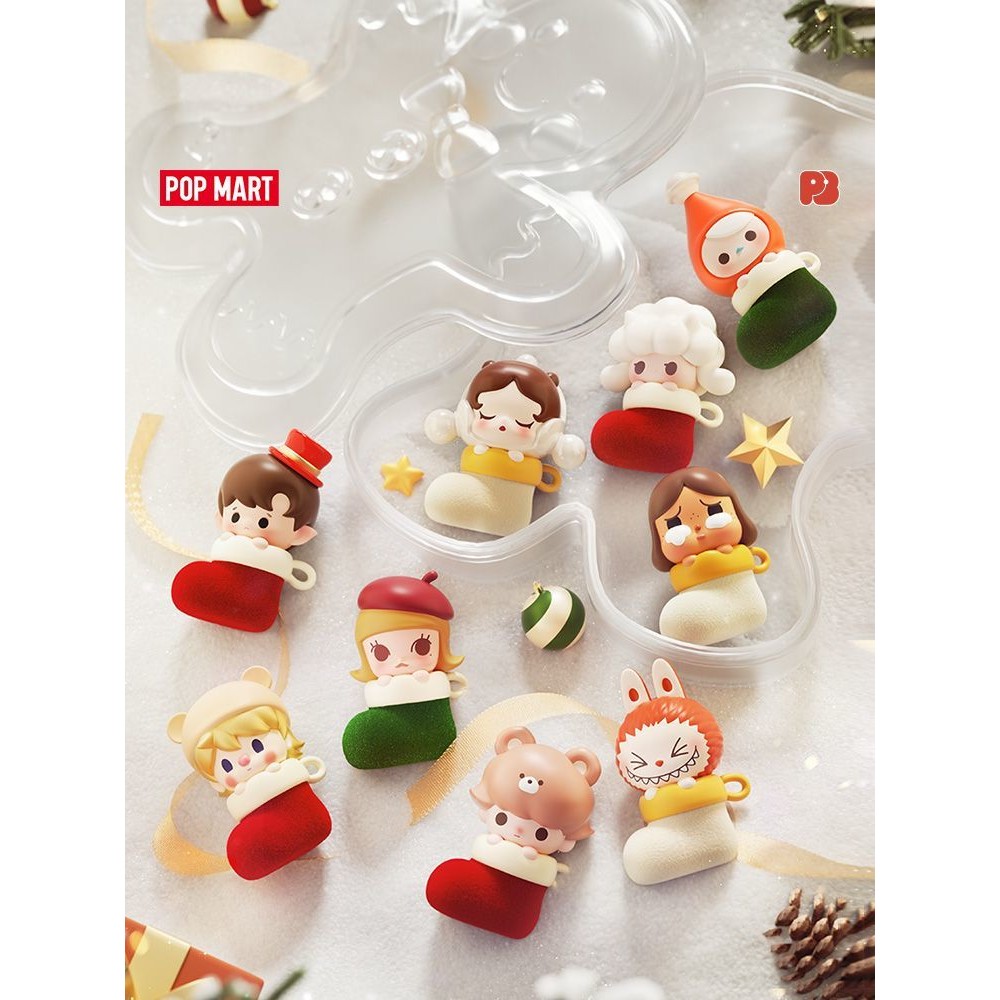 POPMART Pop Mart Bubble Cute Grain Christmas Stockings Series Doll Set ...