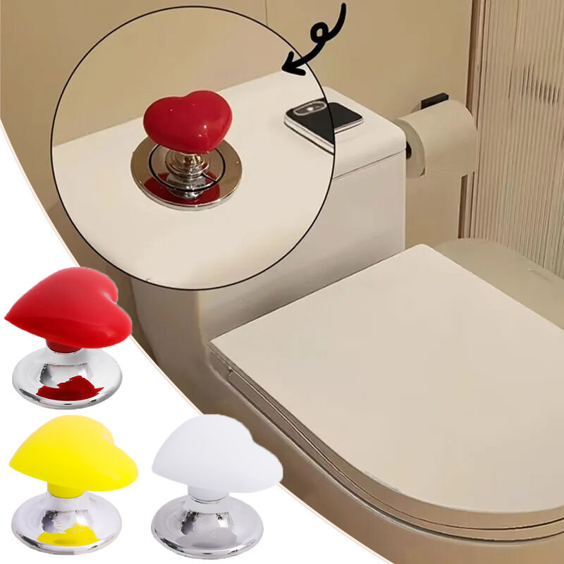 PP+Toilet Press Button Heart Shaped Toilet Drain Tank Push Flush Button ...