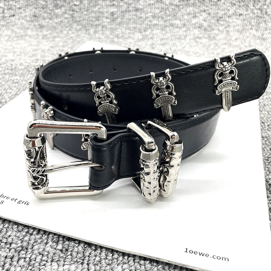 Roller Rivet Hollow Belt Men Metal Pants Belt Women Retro Belt Unique ...