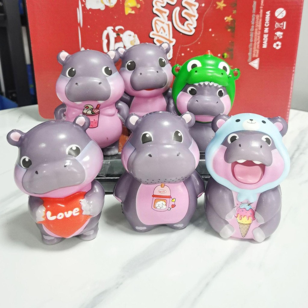 Moo deng Hippo Squeeze Toy Anti Stress Pygmy Hippo Toy Cartoon Animal ...