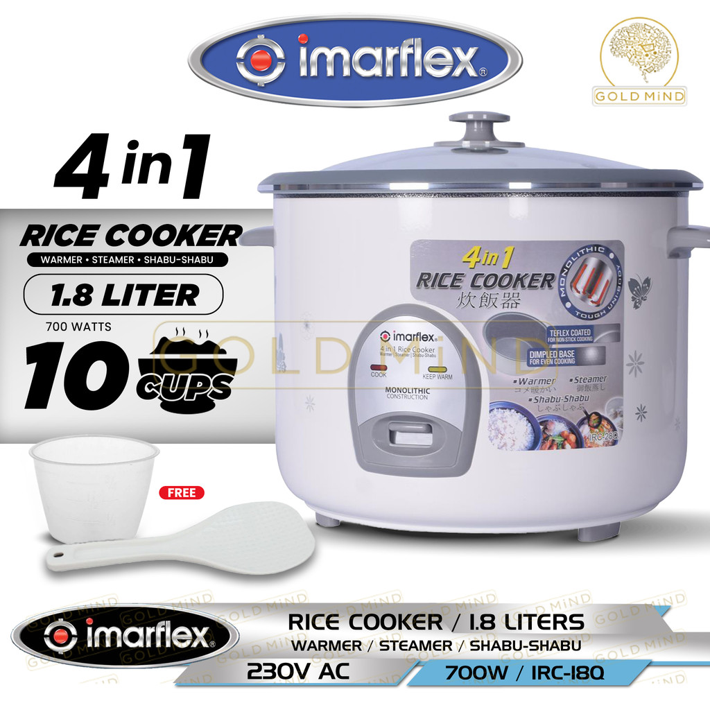 Imarflex Rice Cooker IRC-18Q 1.8L 4-in-1 Teflex Crystalline Non-Stick ...