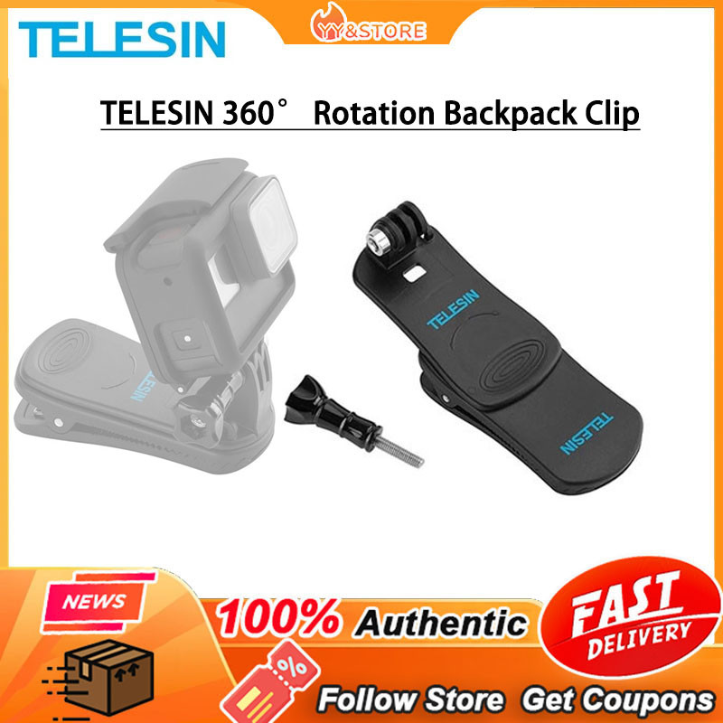 TELESIN 360° Rotation Backpack Clip Clamp Mount for GoPro Hero13 12 11 ...