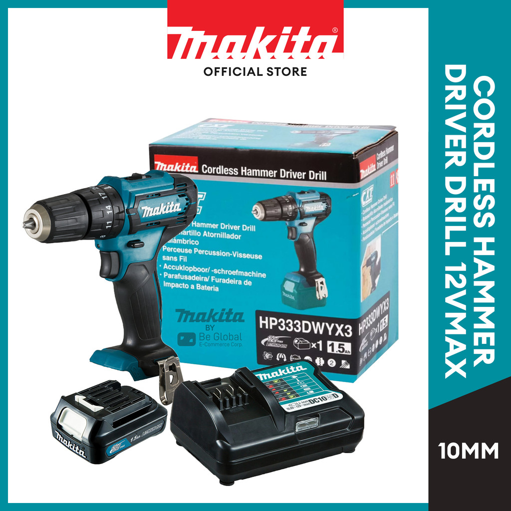 Makita 10mm (3/8") Cordless Hammer Driver Drill 12Vmax CXT Li-Ion ...