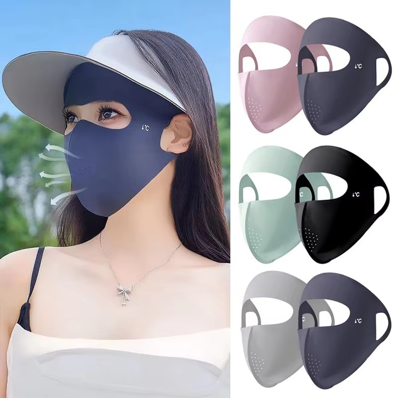 Breathable Ice Silk UV Protection Mask - Full Face Anti-UV Mask ...
