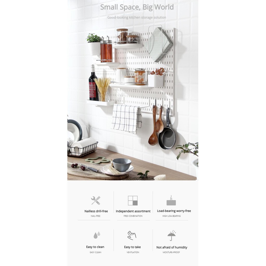 Peg Board Hanging Rack DIY Organizer Accessories Shelf Home Kitchen ...