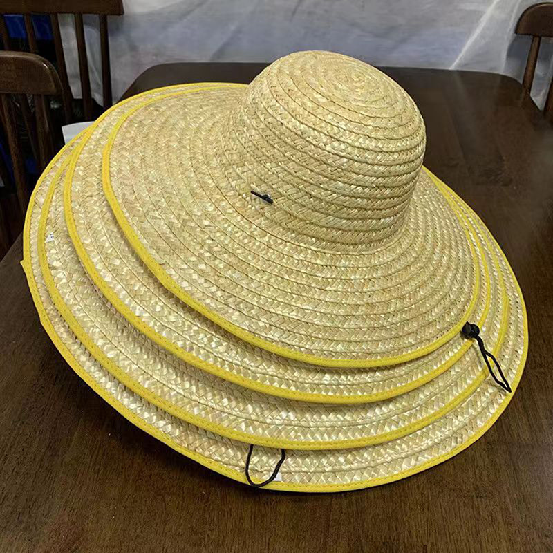 Marbit Sunshade Hat Braided Straw Hat Farmers Outdoor Sunblock Hat ...