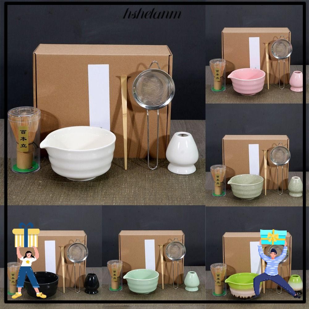 HSHELANM 5pcs Japanese Matcha Tea Set, with Spout Bamboo Ceramic Matcha ...