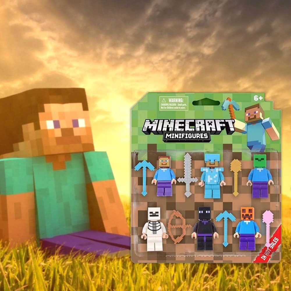 Minecraft Building Blocks Mini Figures Steve Zombie Skeleton Enderman ...