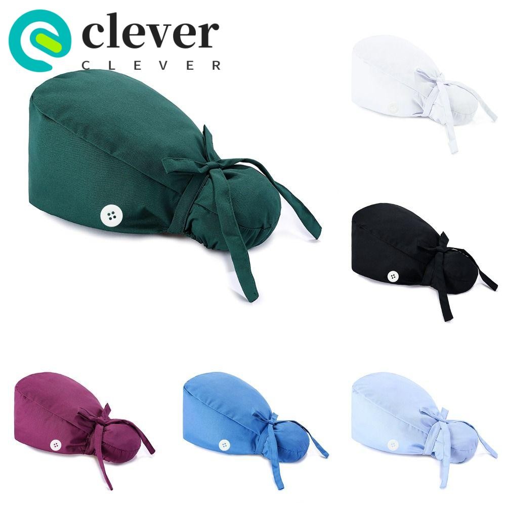 CLEVER Surgical Scrub Caps, Bouffant With Buttons Nursing Hats, Working ...