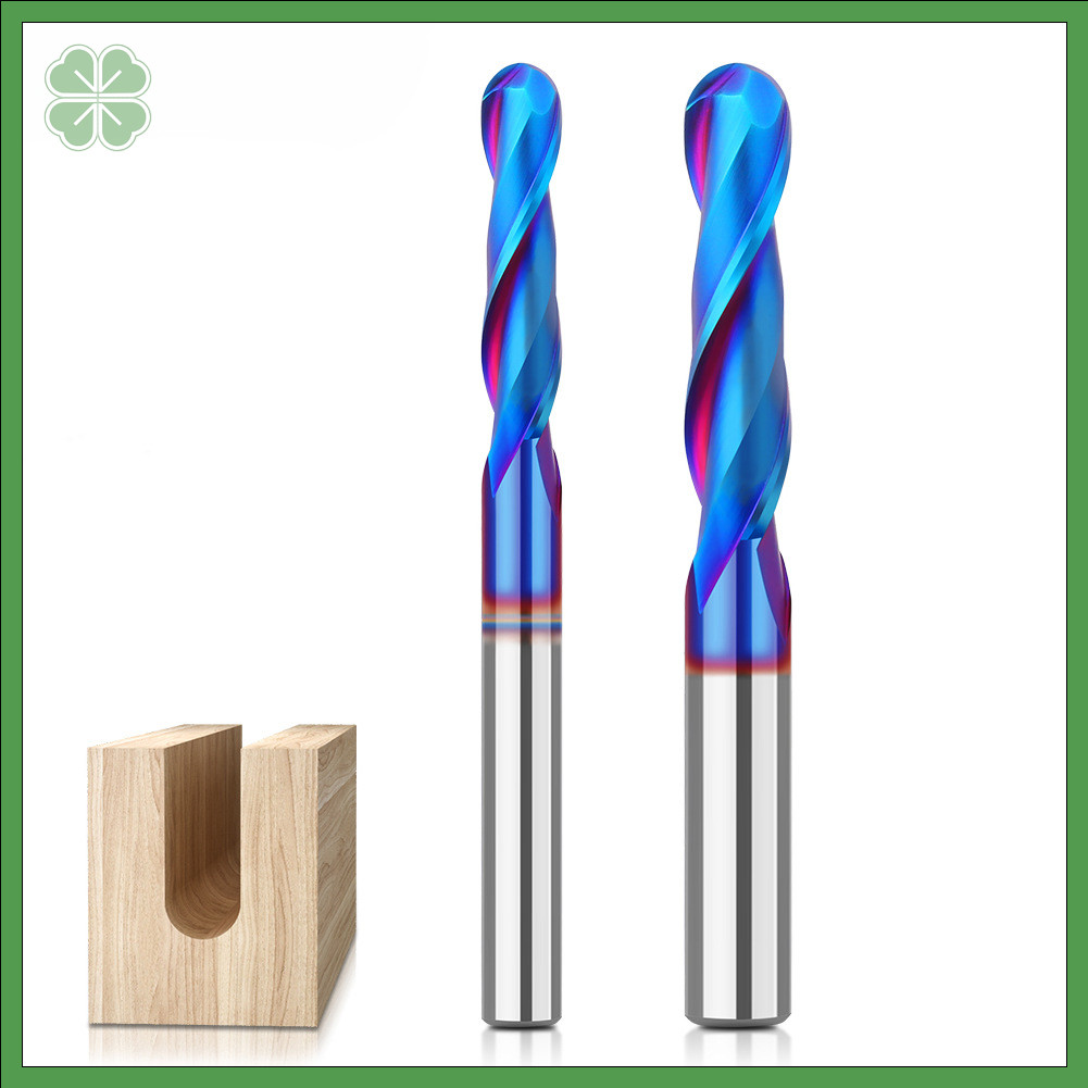 2-Flute Ball Nose Upcut Router Bit, Blue Nano Coated Solid Carbide Slot ...