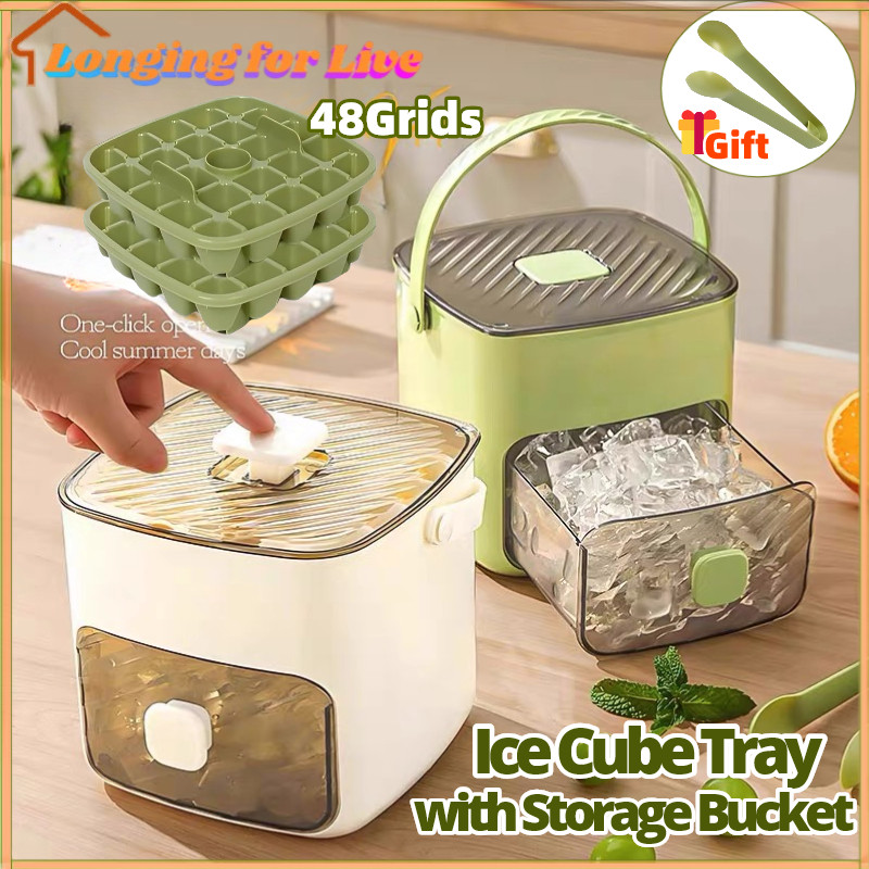 Portable Ice Cube Tray Press Ice Maker with Large Capacity Storage ...