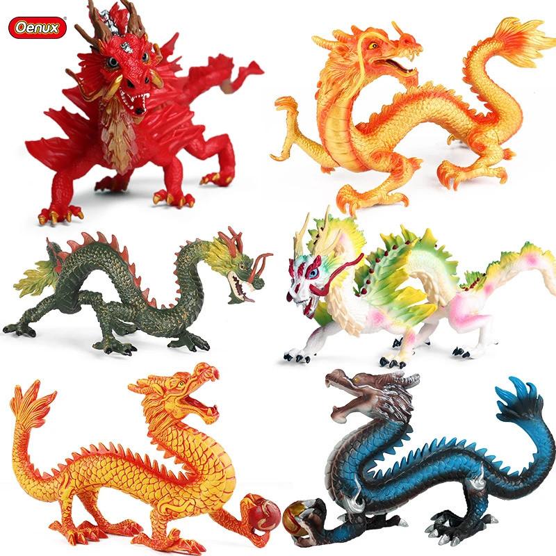 Mythical Chinese Dragon Dinosaurs Action Figures Animals Model Solid ...