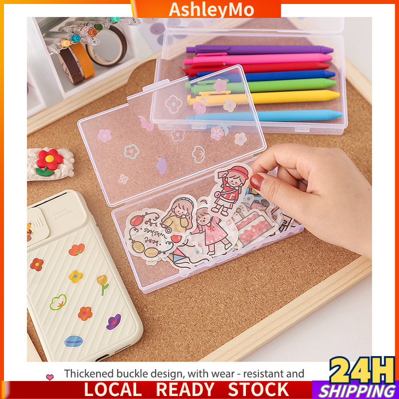 Transparent Sticker Notes Mini Storage Box Desktop Classification ...