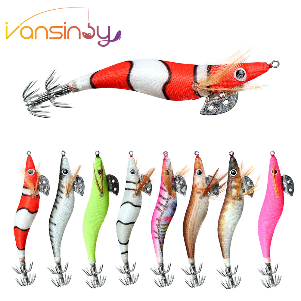 2.0# 2.5# 3.0# Squid Jig Hard Fishing Lure Shrimp Prawn Luminous Glow ...