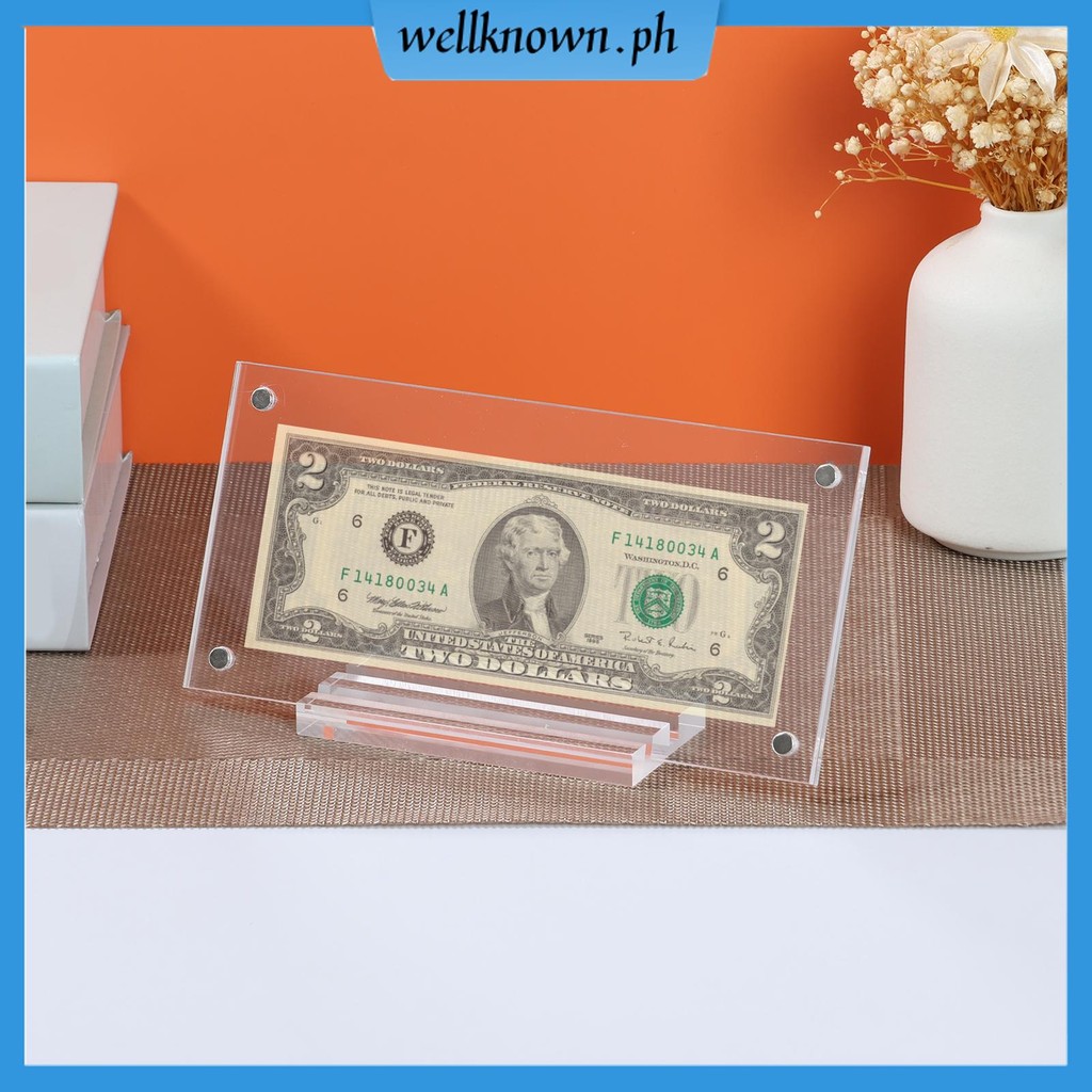 2 Pcs Dollar Bill Frame Acrylic Dollar Bill Holder with Base Double ...