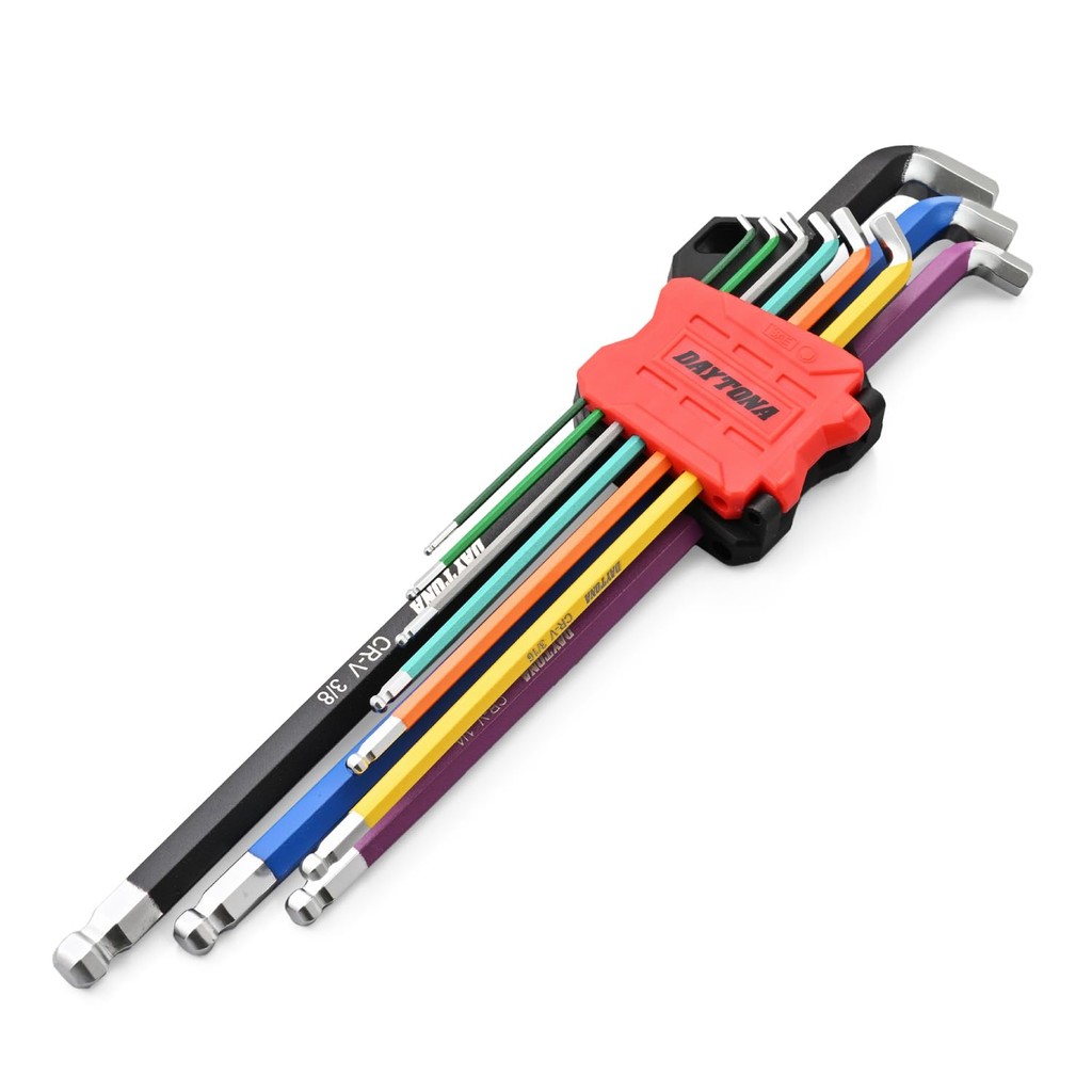 Daytona Motorcycle Tool Hex Key Set - 9 Piece Ball Point L-Shaped Multi ...