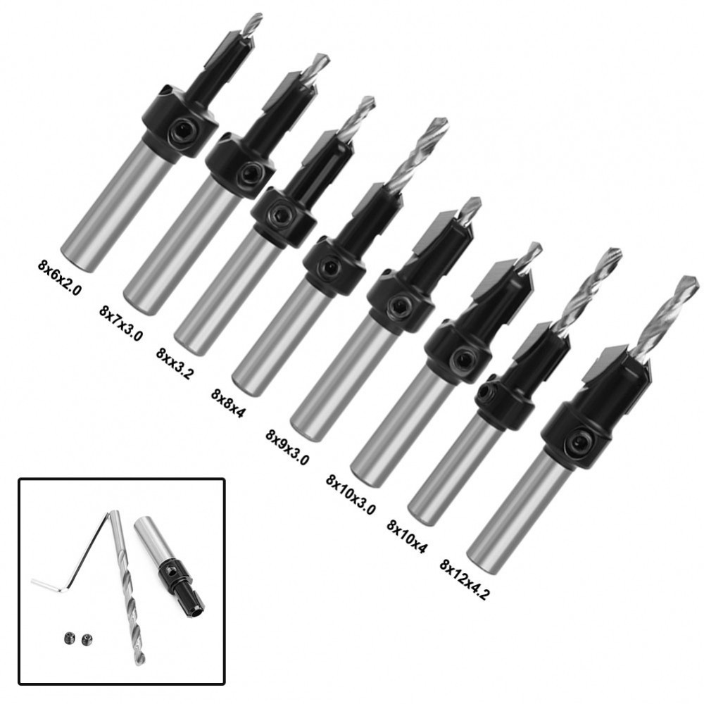Reliable 8mm Shank HSS Woodworking Countersink Router Bit with Burr ...