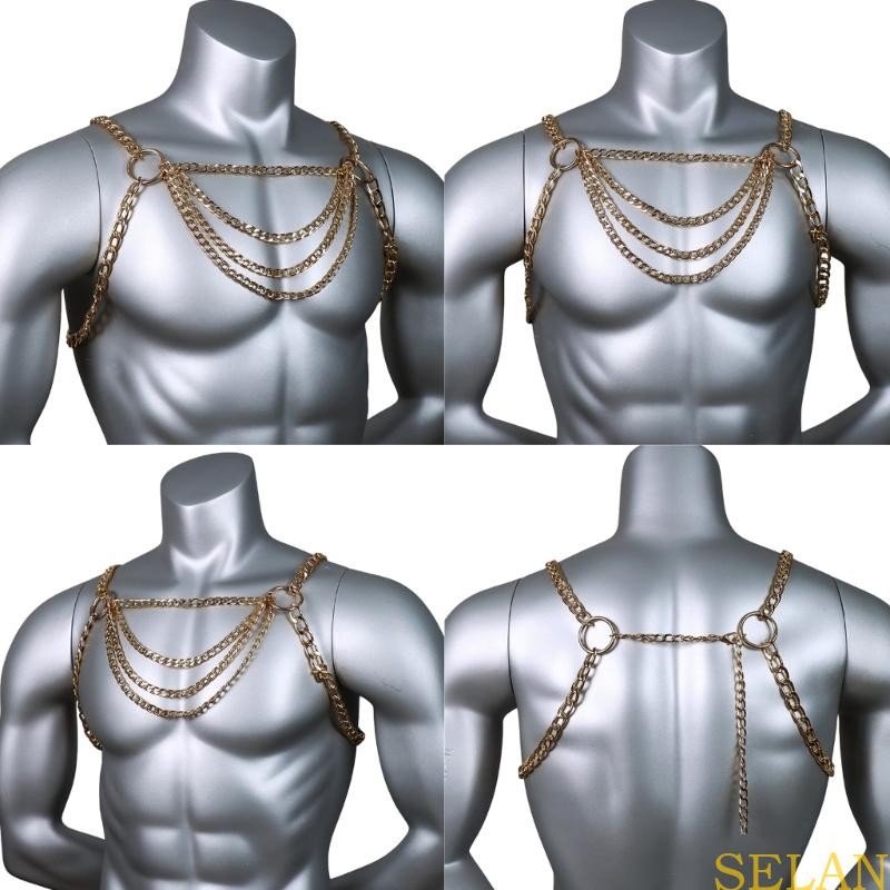 SELA Mens Metal Alloy Body Chest Chain Harness Clubwear Body Jewelry ...