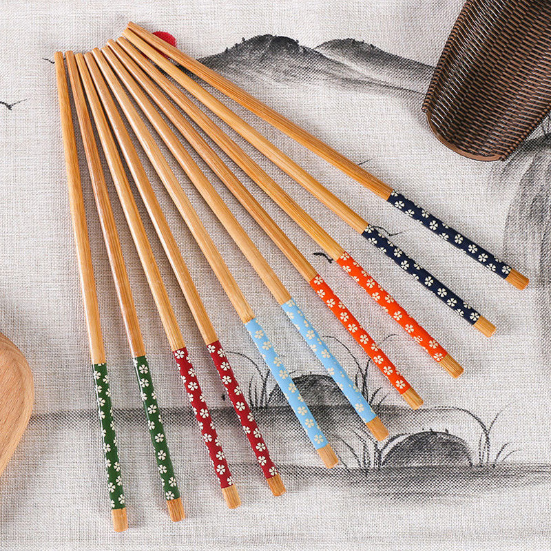 【KOI】Kitchen Bamboo Wood Chopsticks Household Fried Chopsticks Japanese ...