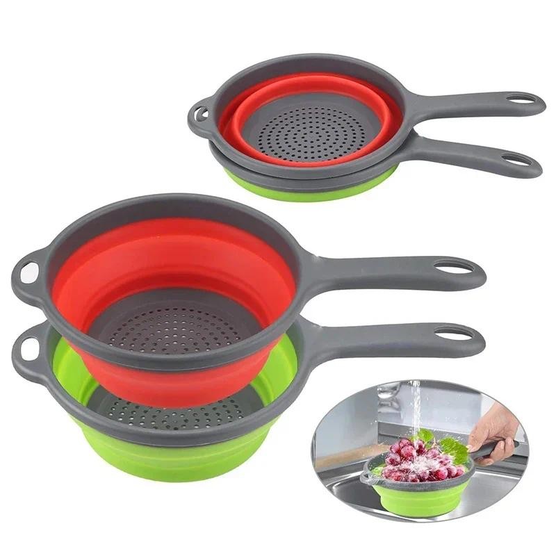 Foldable Silicone Colander Fruit Vegetable Washing Basket Strainer with ...