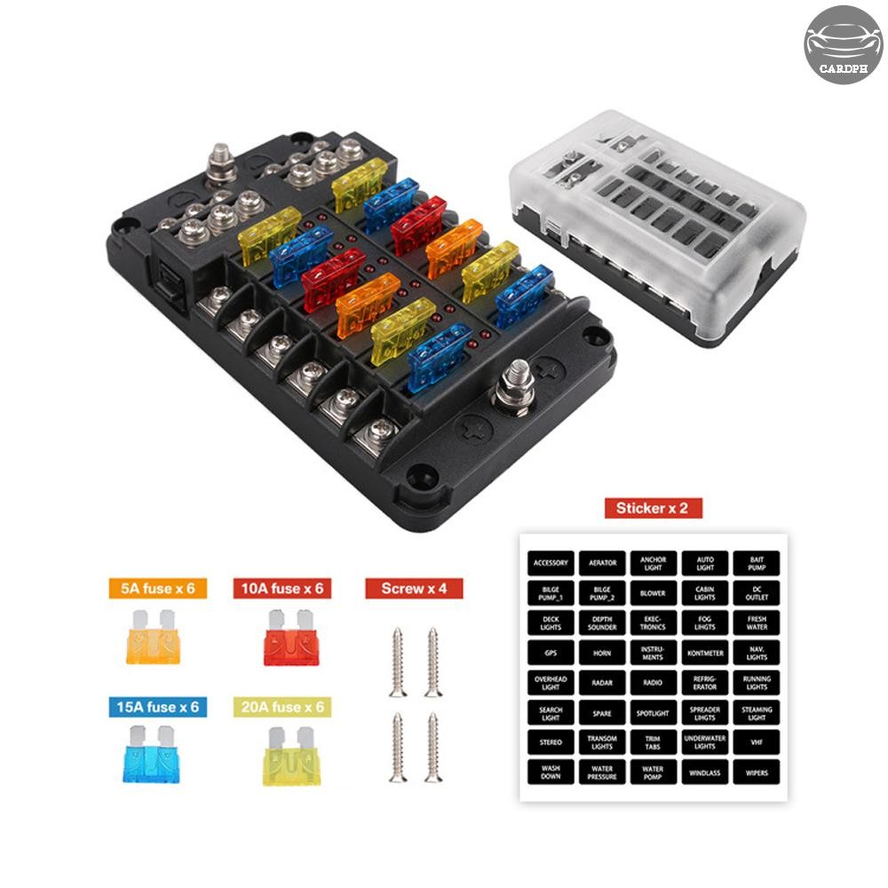 Universal 12 Ways Fuse Block Car Fuse Holder With Negative Electrode ...