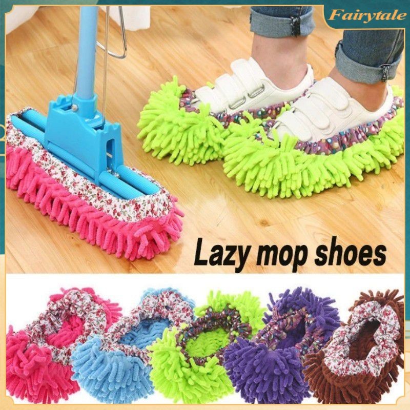 Dust Duster Mop Slippers Shoes Cover Multi Function Washable Microfiber ...