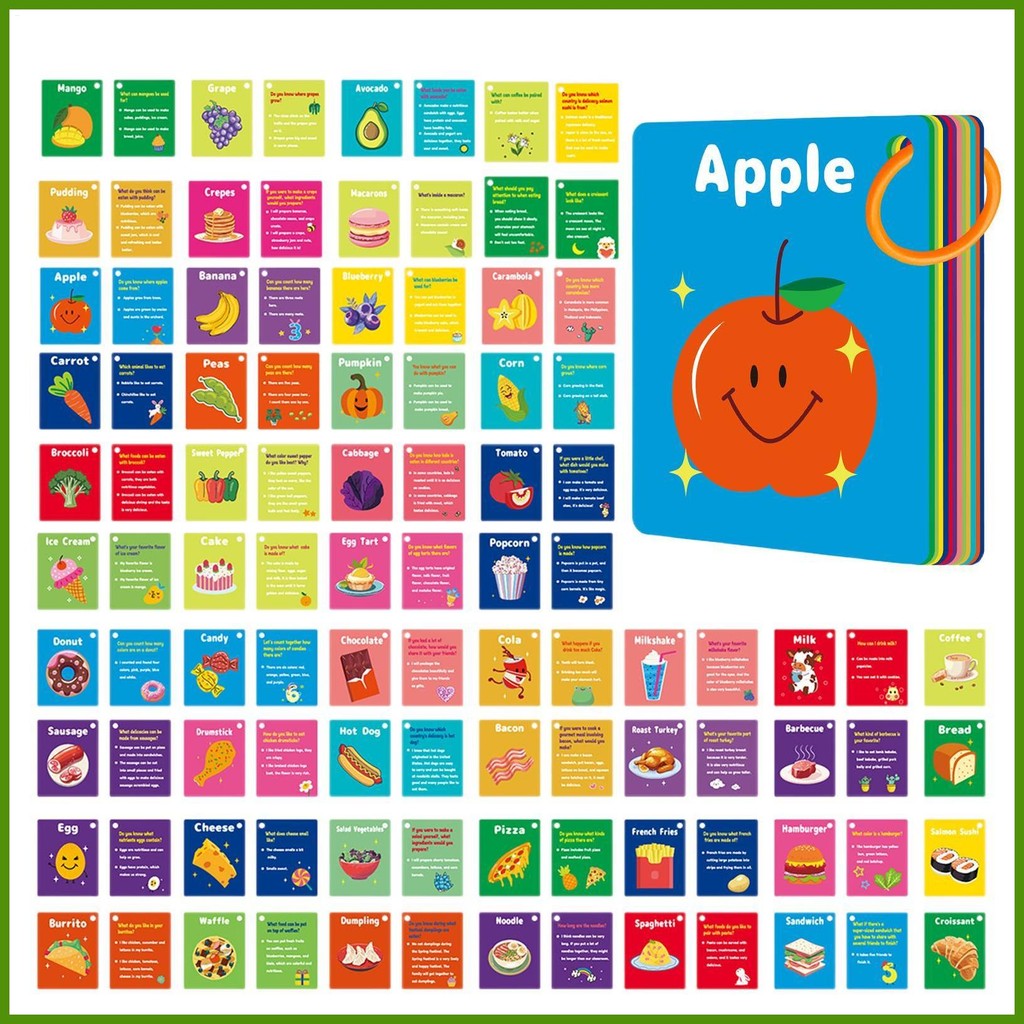 Educational Flash Cards 50X Food Puzzle Flash Cards Reading Flash Cards ...