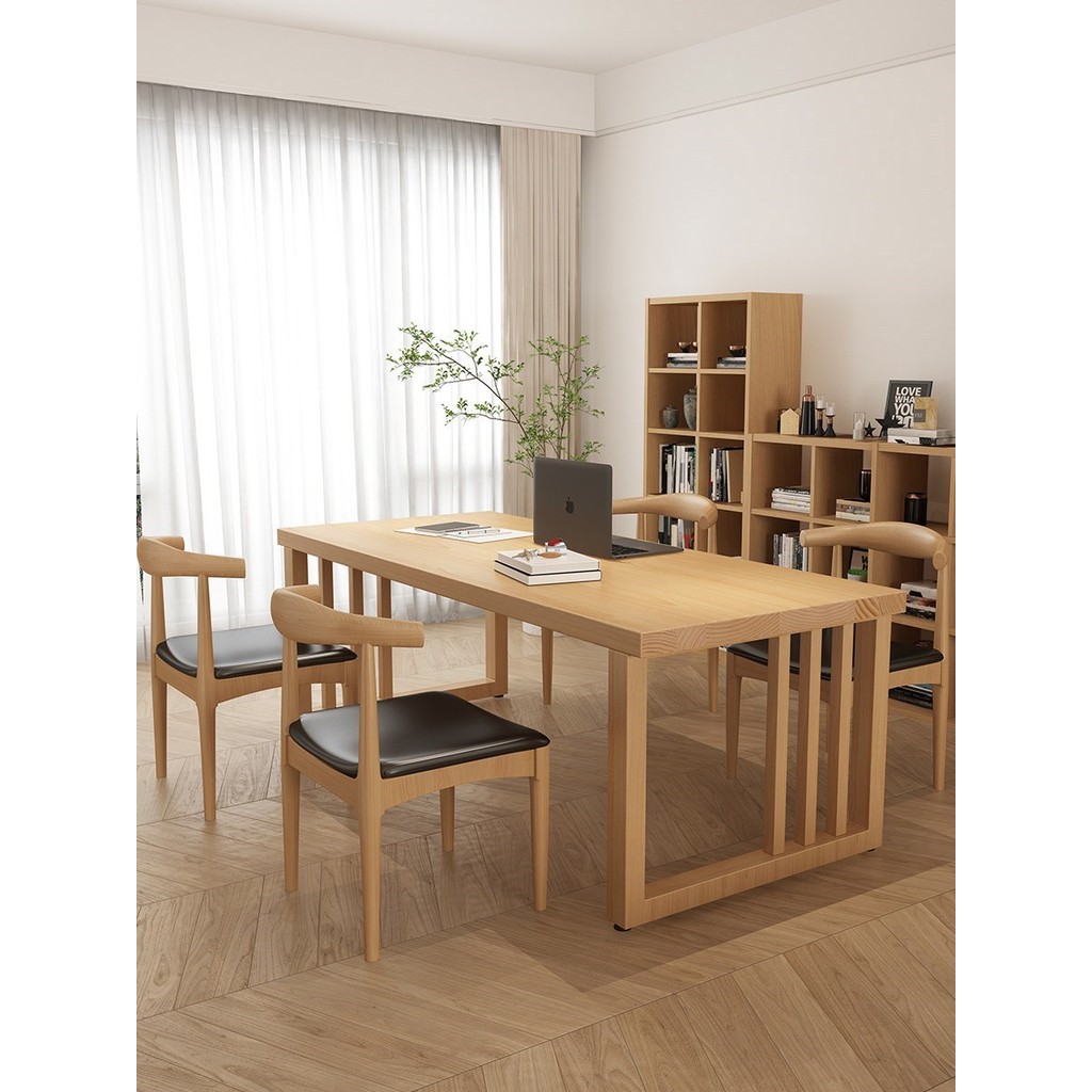 Living Room Solid Wood Large Desk Leisure Area Computer Desk Library ...