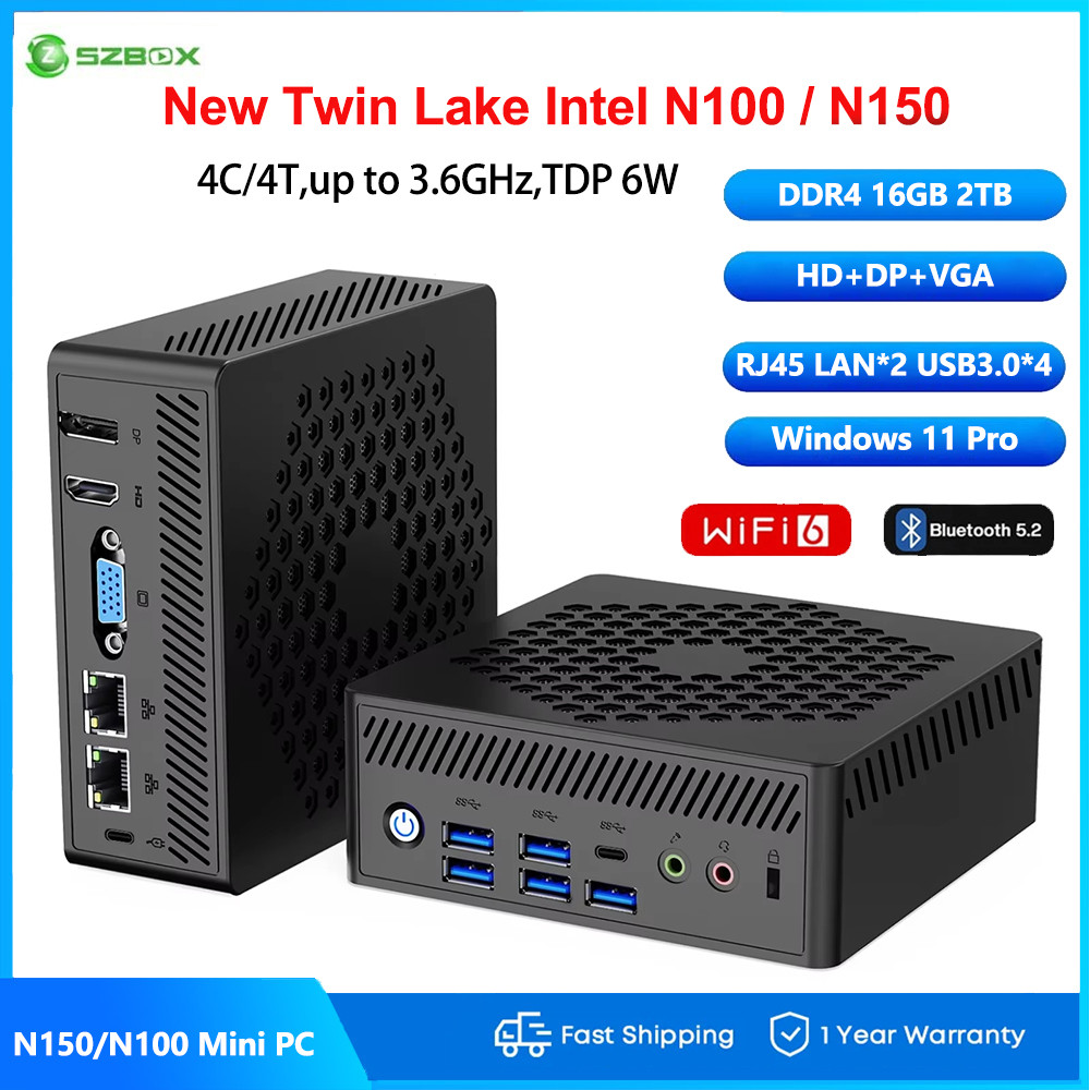 Fanless Mini PC 12th Intel N100 Windows 11 N150 DDR4 3200Mhz 16GB 500GB ...