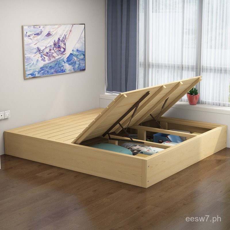 Solid Wood Thickened Lumbar Support Bed Frame Tatami Frame Wooden Bed ...