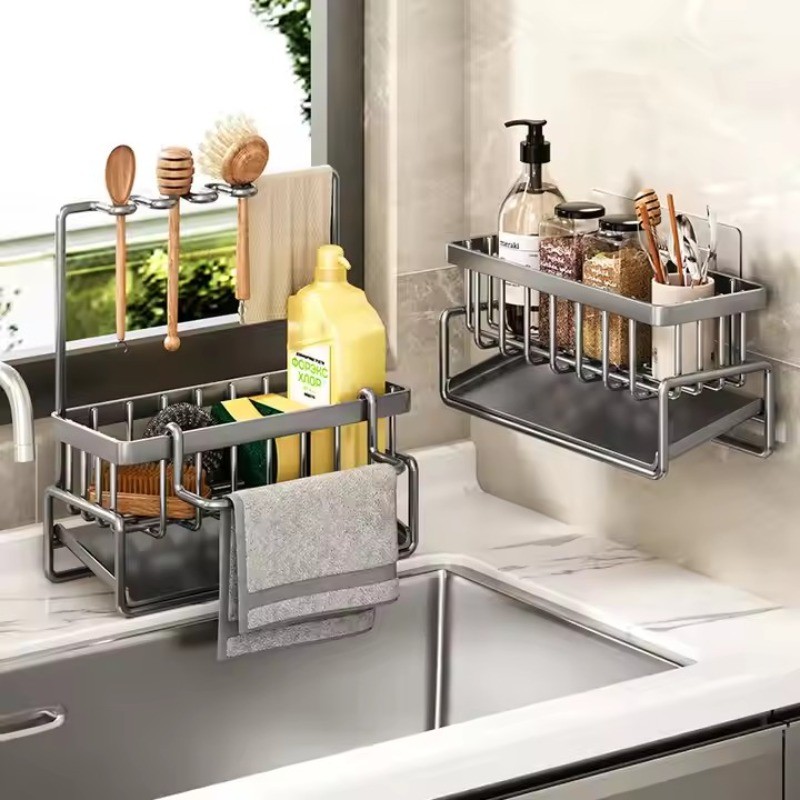 Space Saving Sponge Rack Drainer Towel Hanger Waterproof Bathroom ...