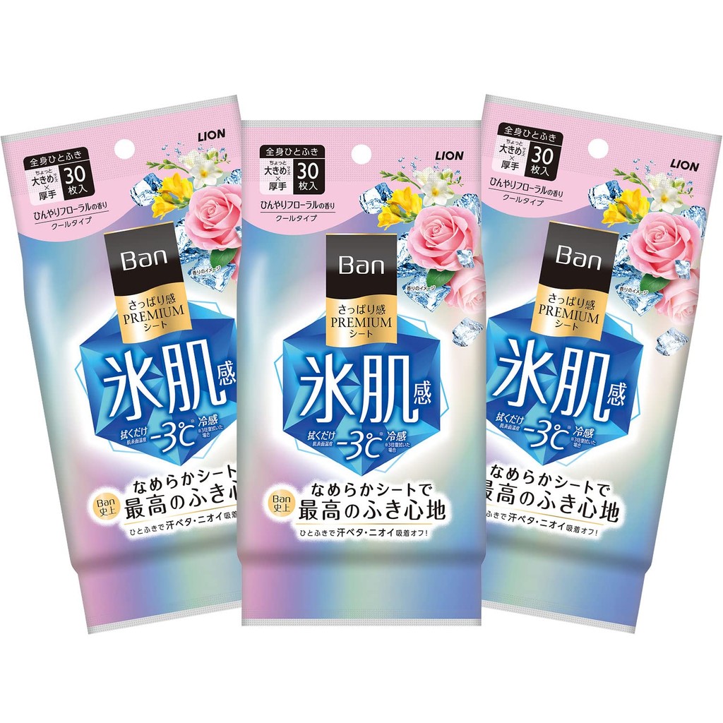 Ban Refreshing PREMIUM Sheet Cool Type Cool Floral Scent 30 Sheets x 3 ...