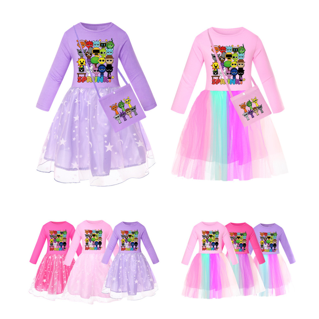 Sprunki Girl Dresses Summer Casual Short Sleeve Korean Style Kids ...