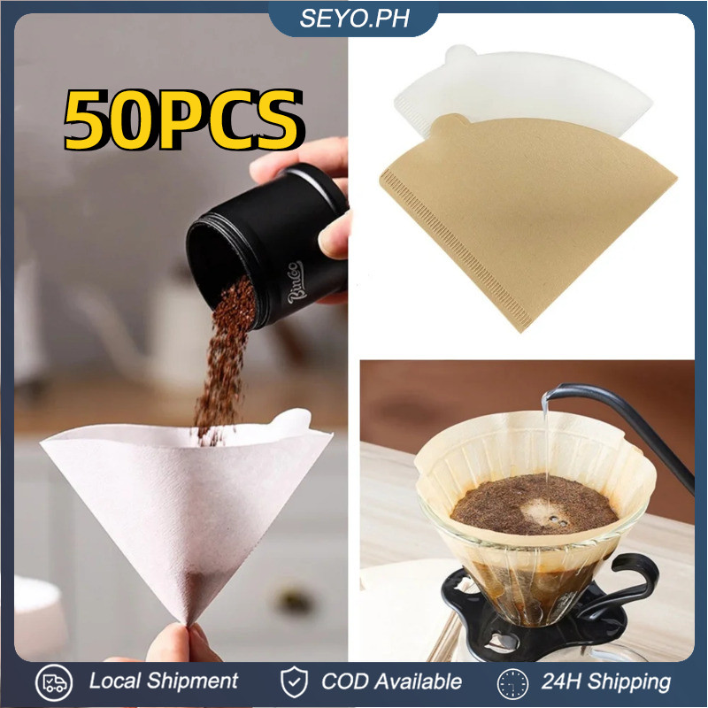 50Pcs Cone Coffee Filter Papers Disposable Log Pulp Filter Cup Coffee ...
