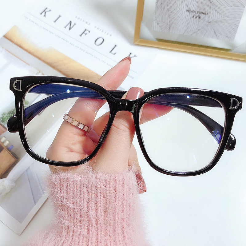 (-0~-600) Myopia glasses, new D-shaped decorative anti blue light ...