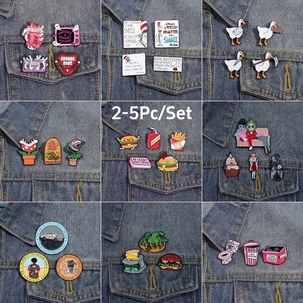 2-5Pcs/Set New Animation Set Enamel Brooch Fashion Clothing Accessories ...