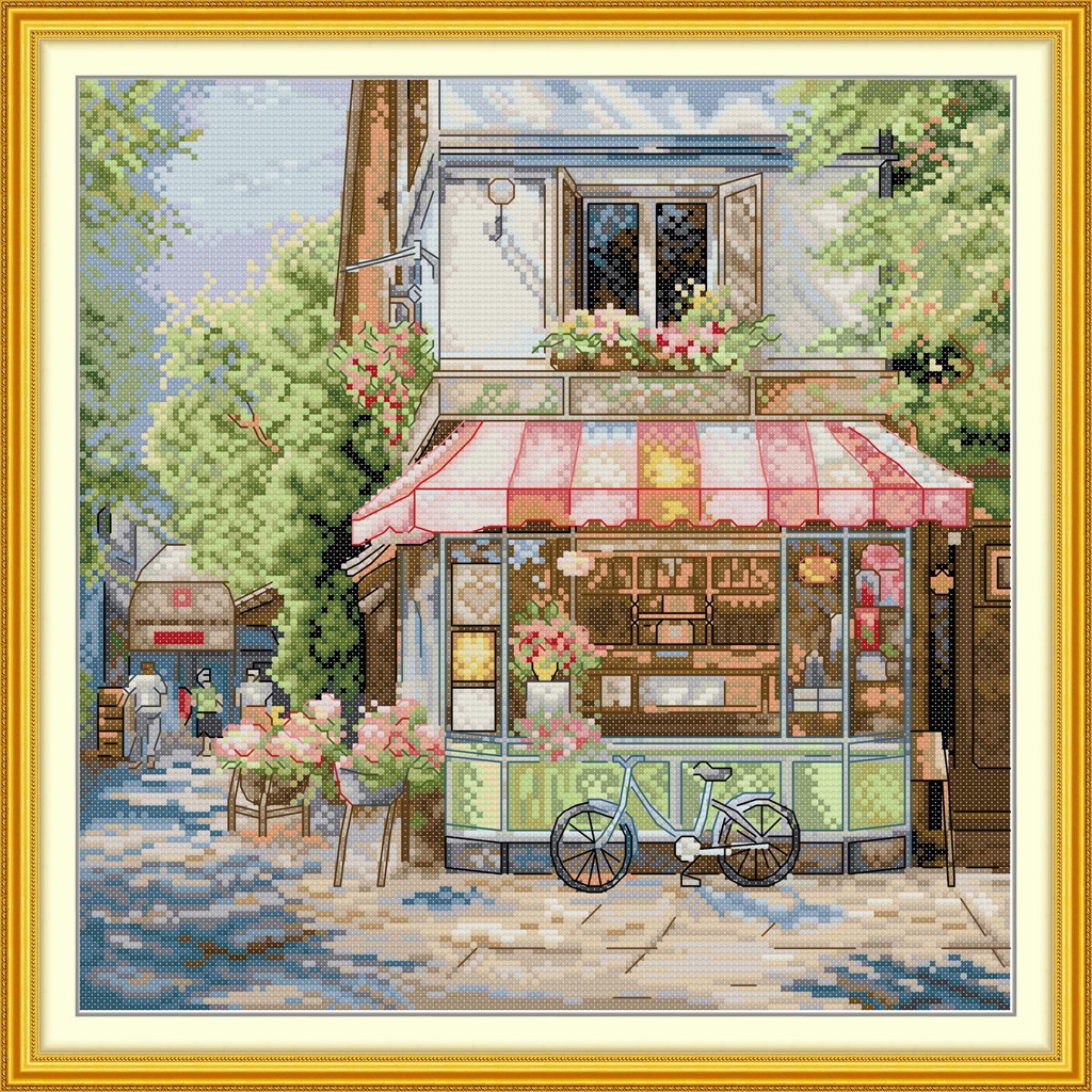 Joy Sunday Corner Store Cross Stitch Kits,DMC Fabric Cotton Threads,14 ...