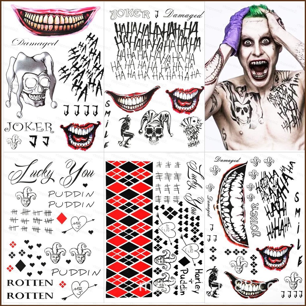 Kira Halloween Horror Party Tattoo Stickers Suicide Squad Joker ...