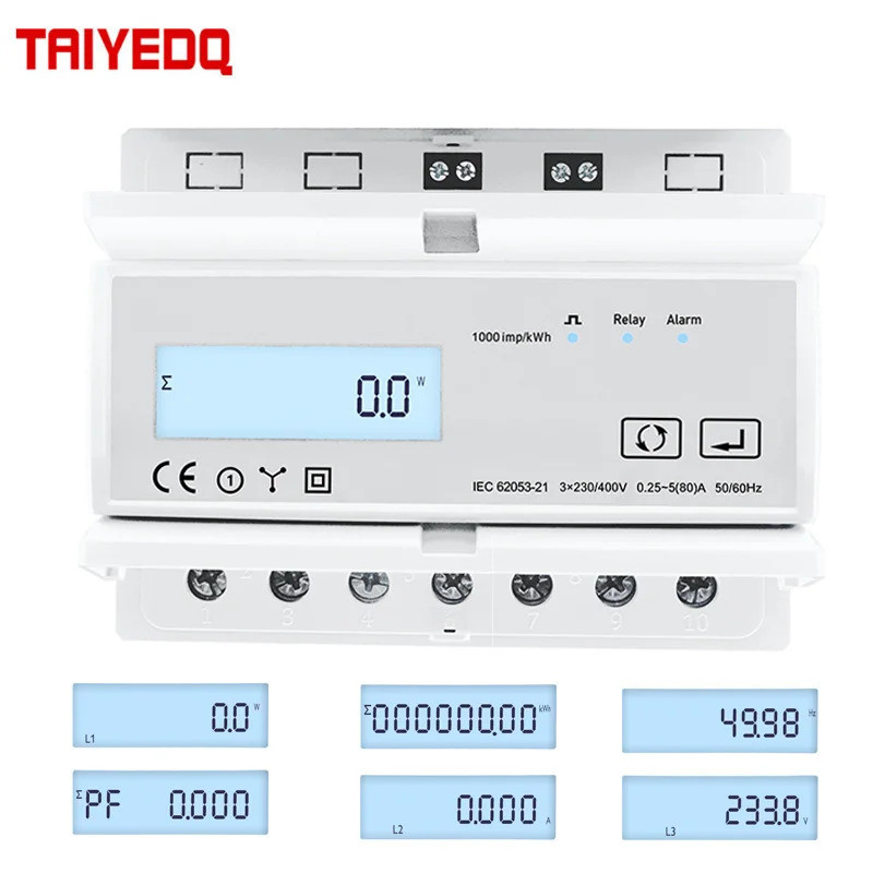 Digital Voltmeter 220 AC 3 Phase Energy Meter Modbus RS485 Ammeter ...