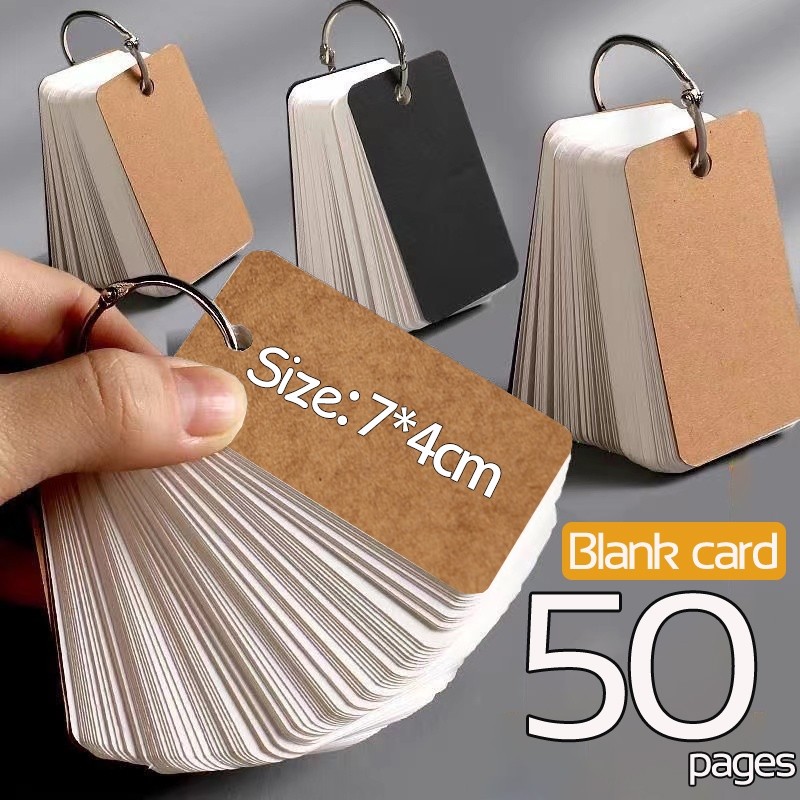 Iron Ring Handwritten Memo Hard Blank English Word Card Loose-leaf Memo ...