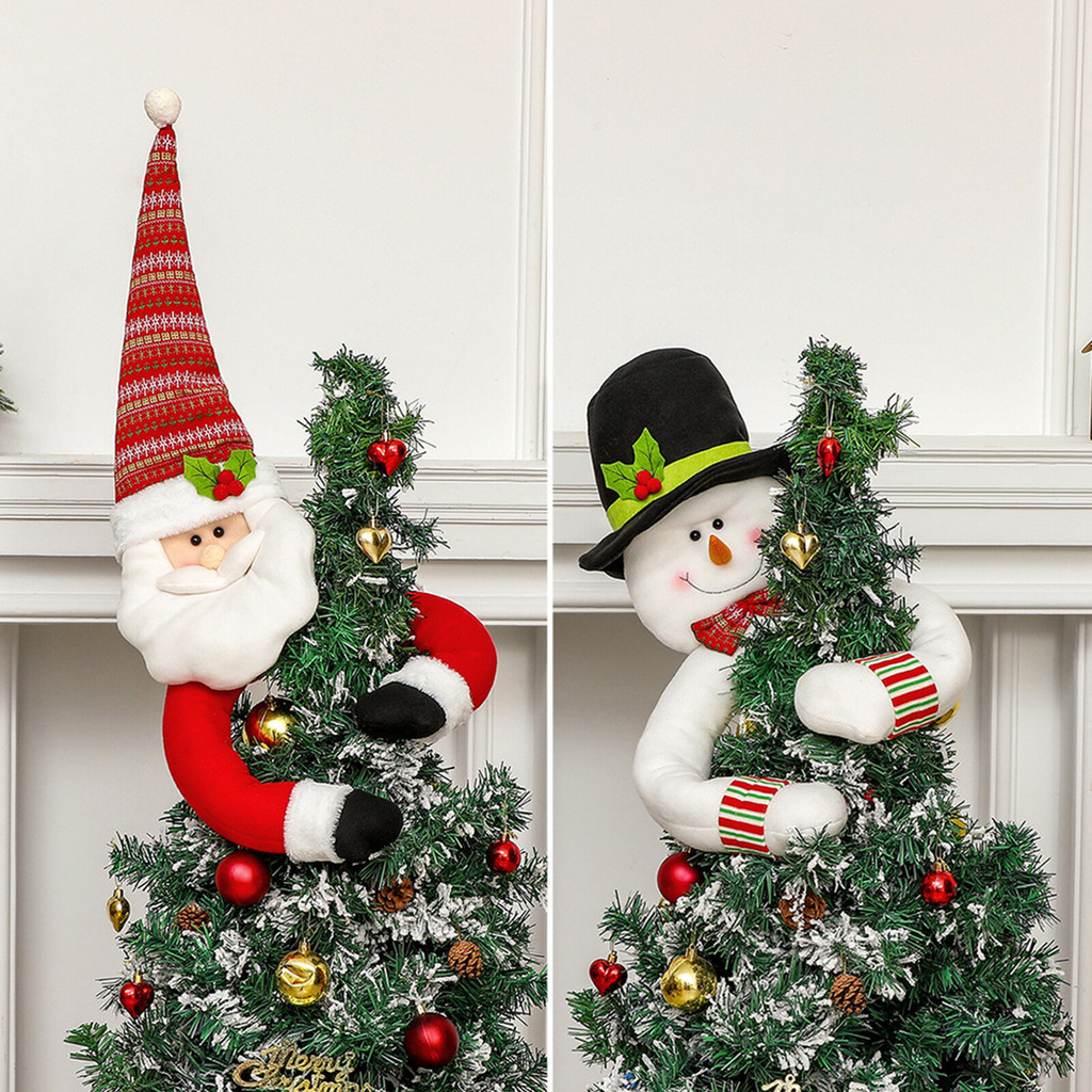 XYJ-Santa Claus Christmas Tree Topper Fabric Christmas Tree Topper ...