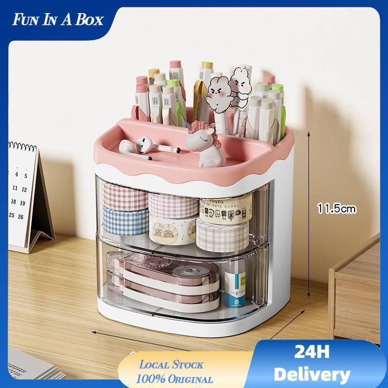 Cartoon Cartoon Storage Box Rotating Cosmetics Office Makeup Storage ...