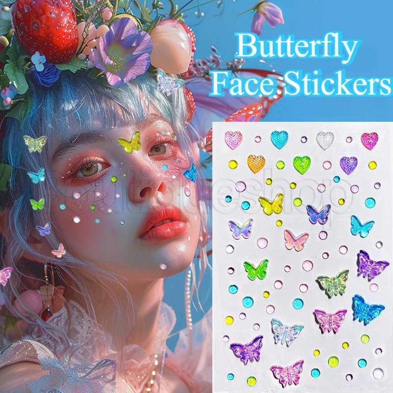 [ Featured ] Colorful Butterfly Face Stickers - Costume Party Patch ...